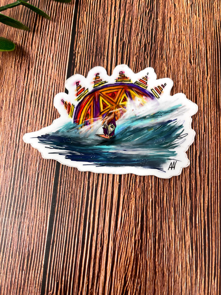 Wizard Surfing Vinyl Decal Sticker 4x4in – Third Wolf - Alexa Varano