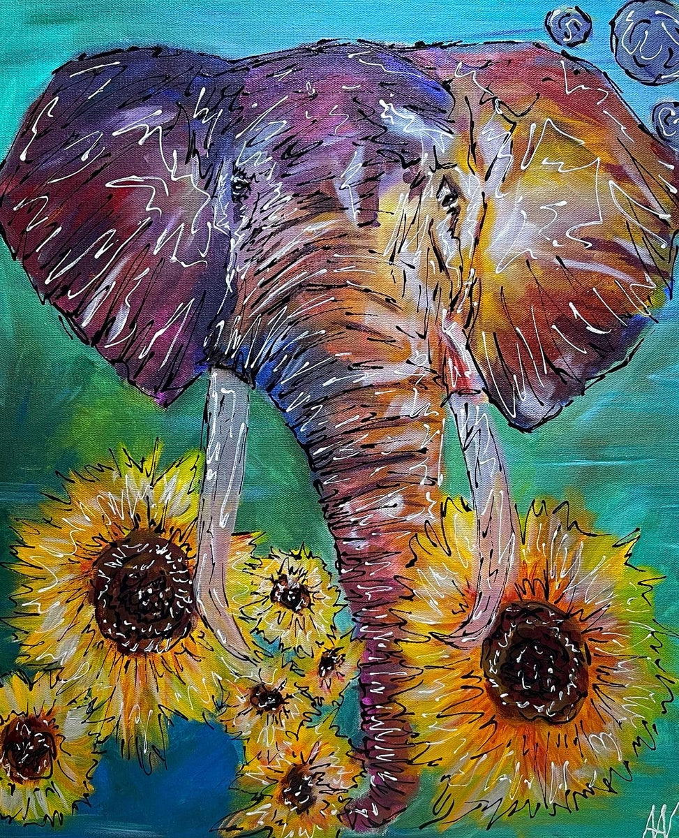 Elephant Sunflower Print – Third Wolf - Alexa Varano
