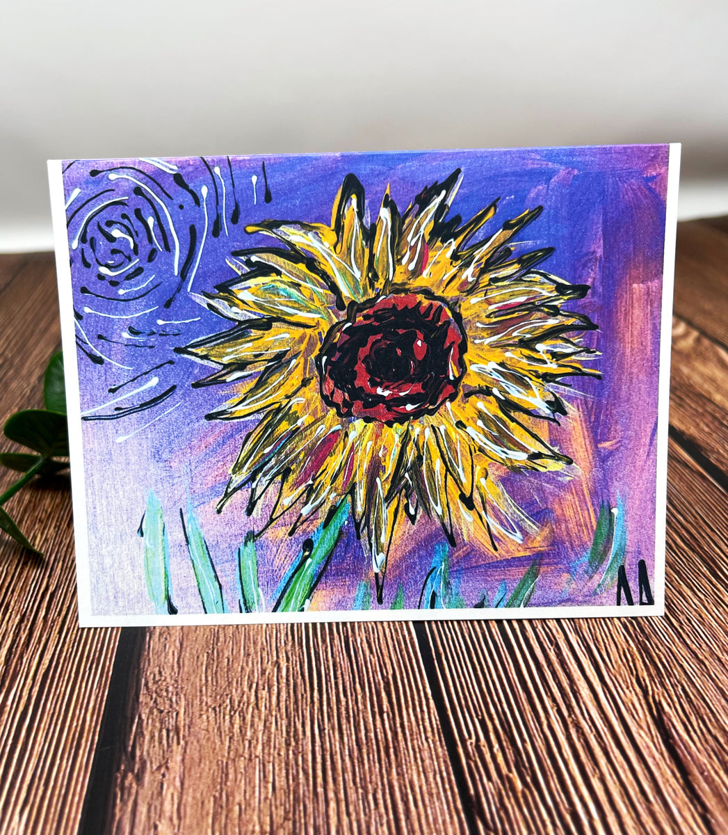 Sunflower Painting Note Card – Third Wolf - Alexa Varano