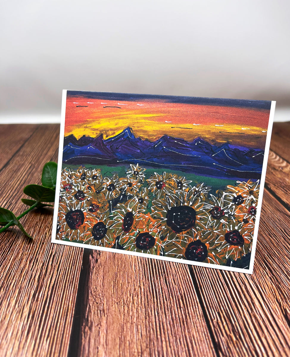 Sunflower Field Painting Note Card – Third Wolf - Alexa Varano